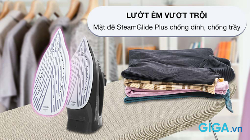 Bàn là ủi hơi nước Philips DST5040/80 với mặt đế SteamGlide Plus chống ...