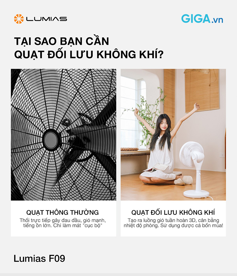 Bạn cần quạt đối lưu không khí Lumias F09 cho gia đình.
