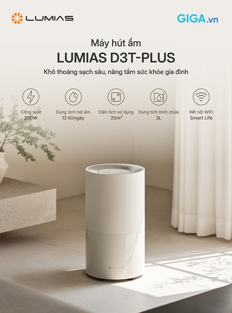 Máy hút ẩm Lumias D3T-PLUS phù hợp nhiều không gian khác nhau